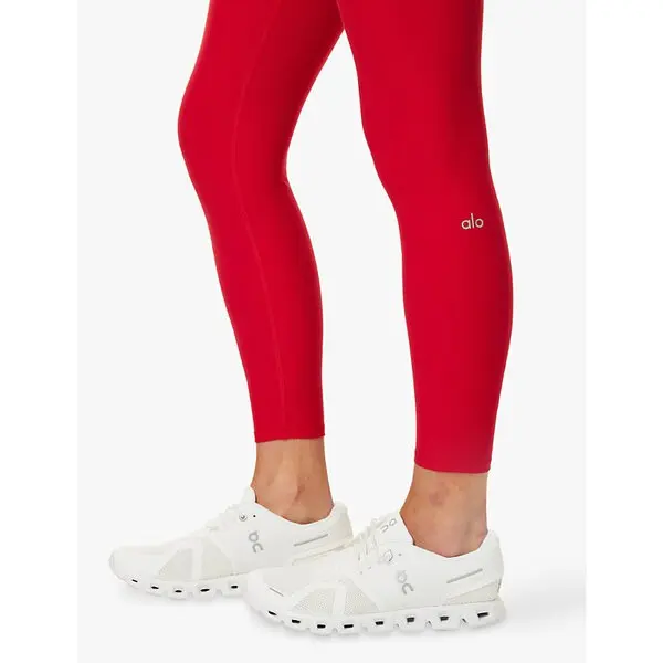 Alo Yoga Alosoft 7/8 High-Rise Stretch-Woven Leggings In Bold Red